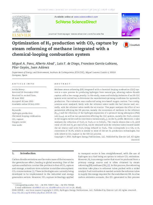 (PDF) Optimization of H2 production with CO2 capture by steam reforming of methane integrated ...