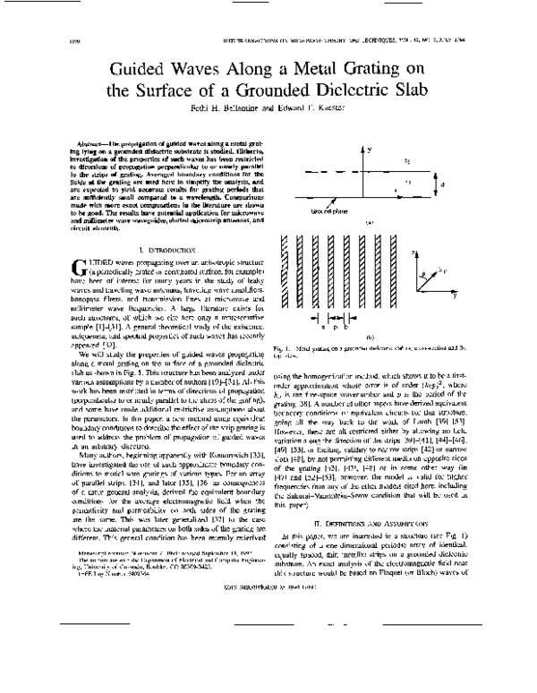 (PDF) Guided Waves Along a Metal Grating on the Surface of a Grounded Dielectric Slab