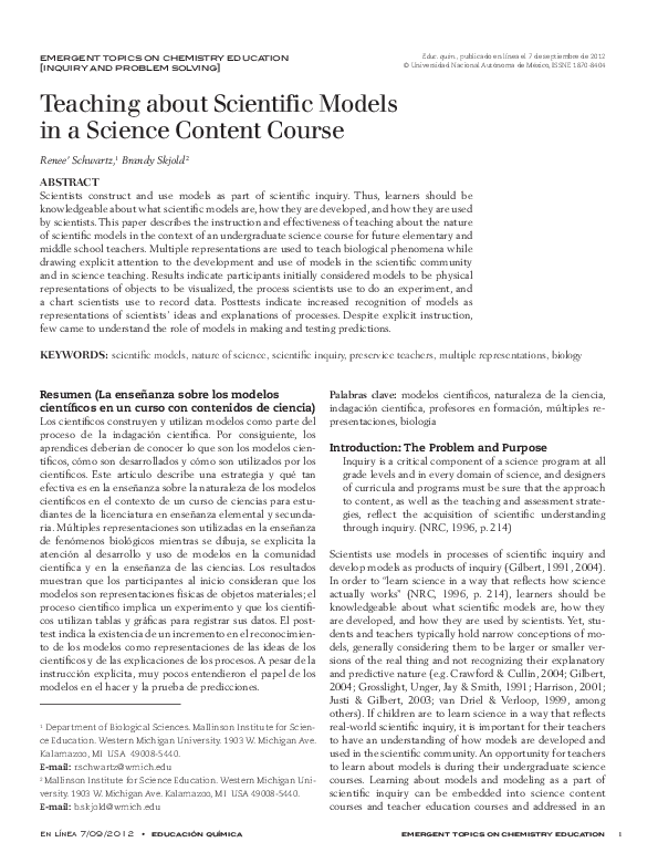(PDF) Teaching about Scientific Models in a Science Content Course