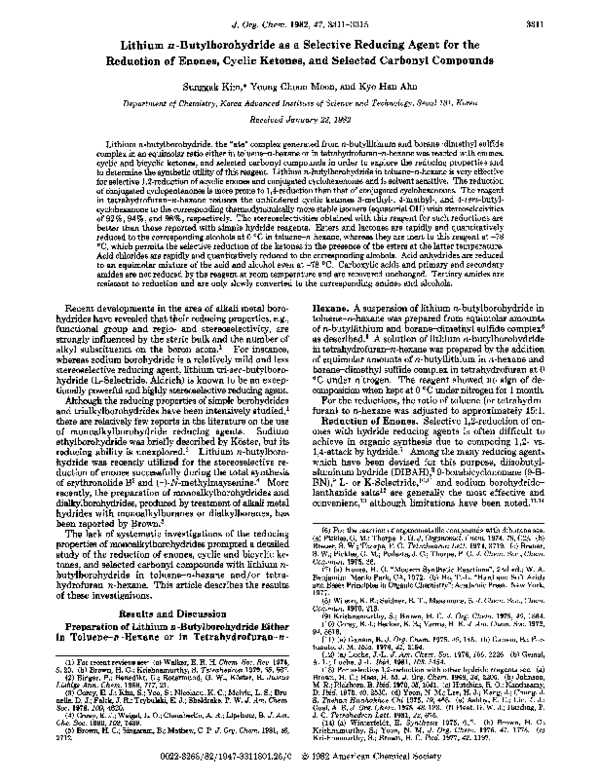 (PDF) Lithium n-butylborohydride as a selective reducing agent for the ...