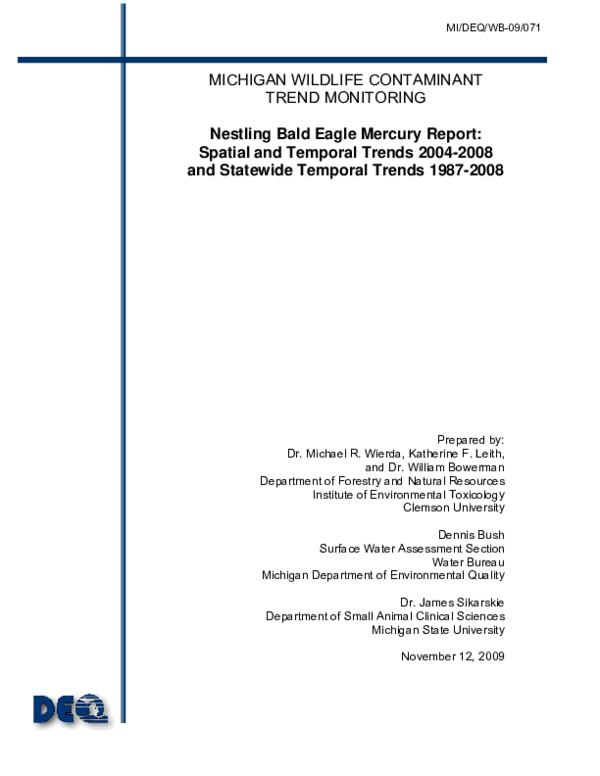 (PDF) MICHIGAN WILDLIFE CONTAMINANT TREND MONITORING YEAR 2004 ANNUAL ...