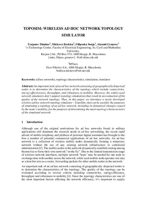 (PDF) Toposim: Wireless Ad Hoc Network Topology Simulator