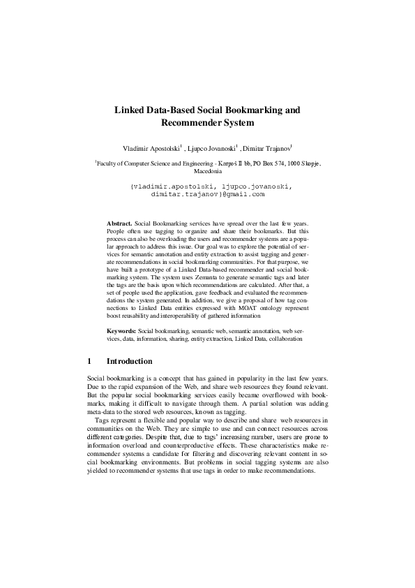 (PDF) Linked Data-Based Social Bookmarking and Recommender System