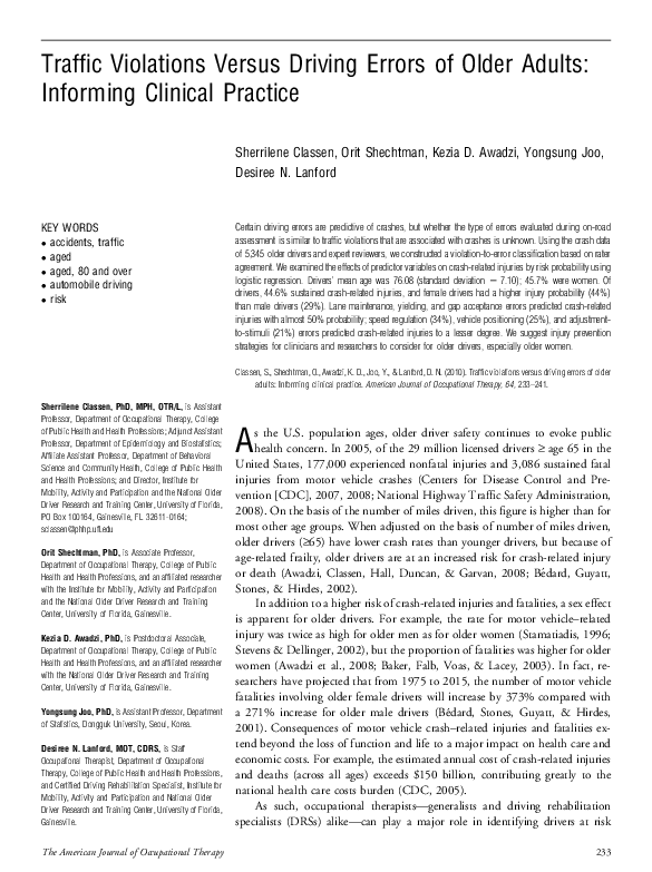 (PDF) Traffic Violations Versus Driving Errors of Older Adults ...