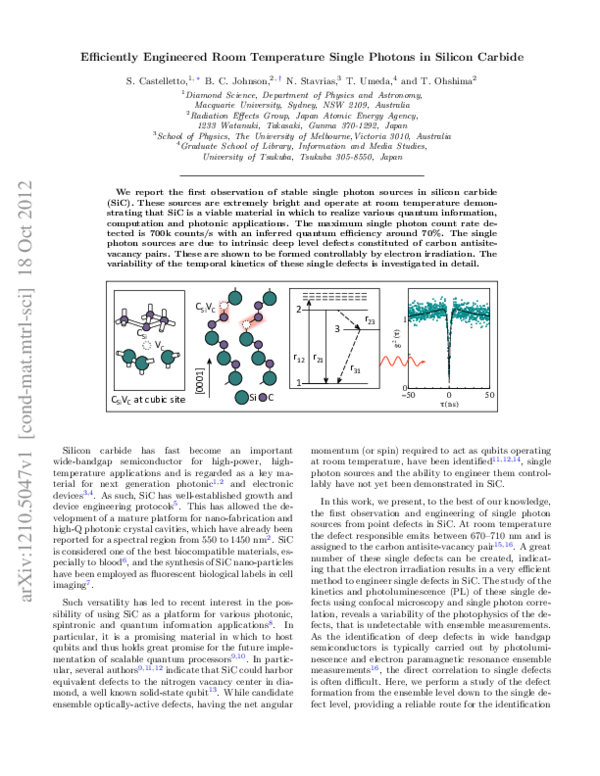 (PDF) Efficiently Engineered Room Temperature Single Photons in Silicon Carbide