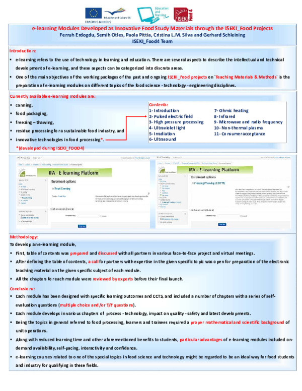 (PDF) e-Learning Modules Developed as Innovative Food Study Materials ...