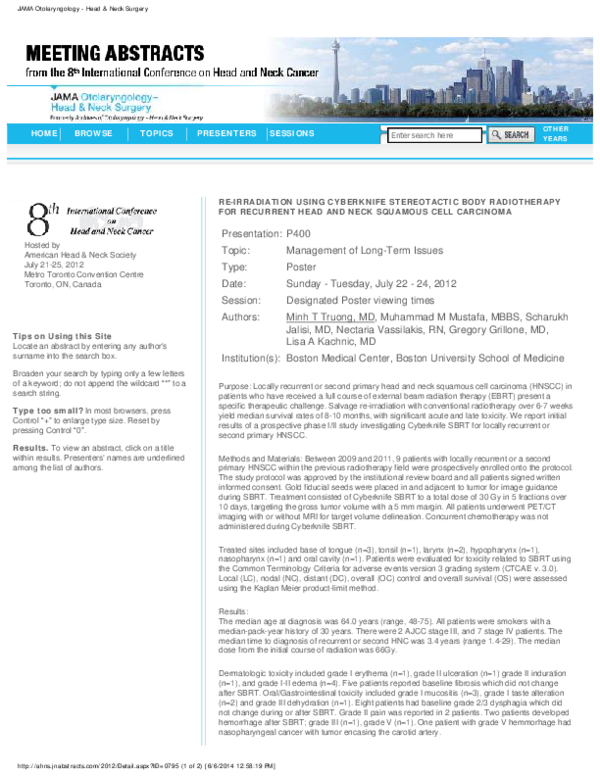 (PDF) Re-irradiation Using CyberKnife Stereotactic Body Radiotherapy ...