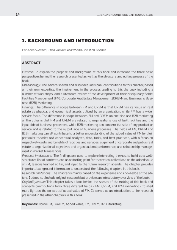 (PDF) The Added Value of FM - Background and Introduction