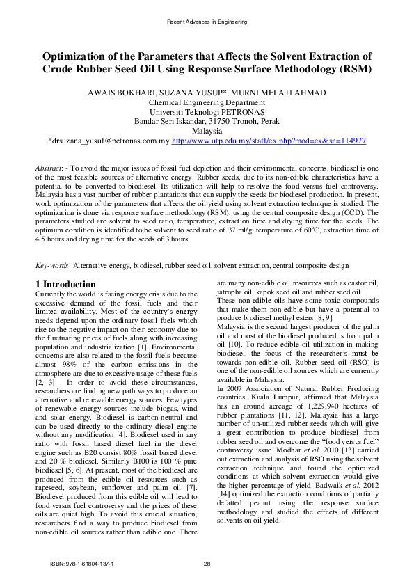 (PDF) Optimization of the Parameters that Affects the Solvent Extraction of Crude Rubber Seed ...