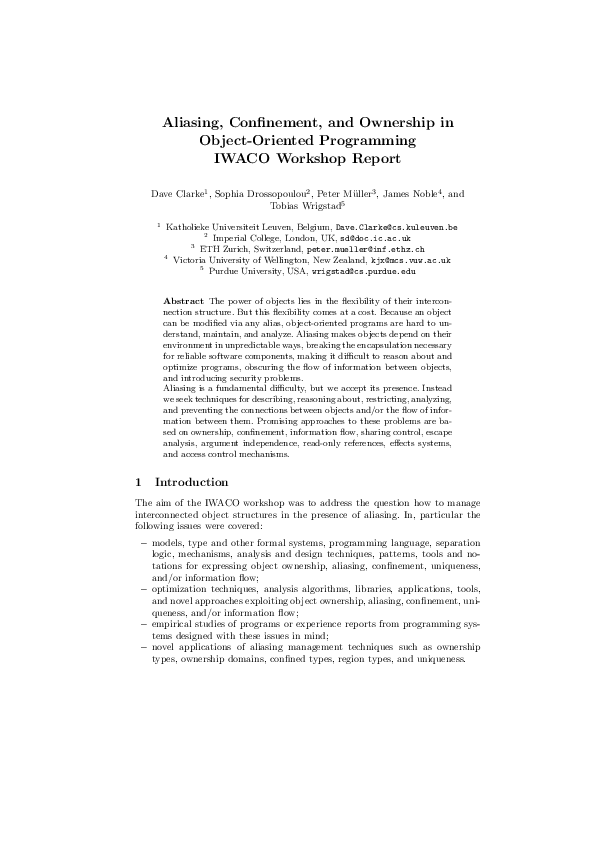 Pdf Managing Aliasing In Object Oriented Design