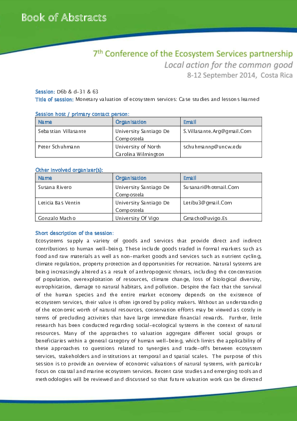 Pdf Quantifying Mapping And Valuing Marine And Coastal Ecosystem Services Within A Embayment