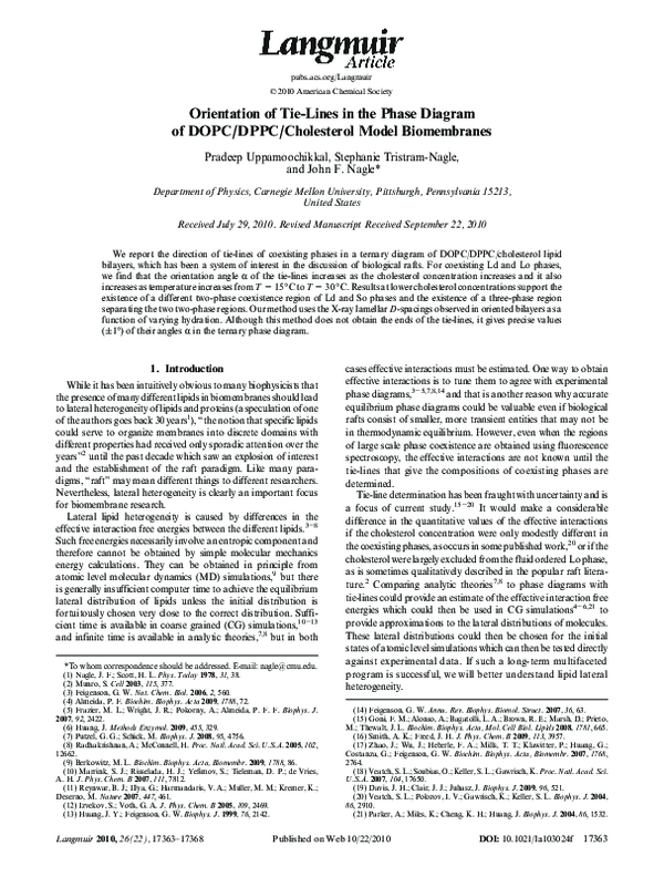 (PDF) Orientation of Tie-Lines in the Phase Diagram of DOPC/DPPC ...