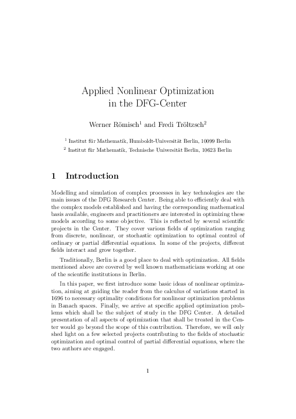 (PDF) Applied nonlinear optimization
