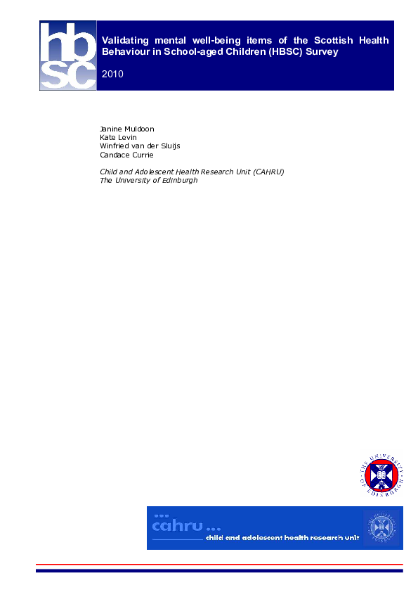 (PDF) Validating mental well-being items of the Scottish Health ...