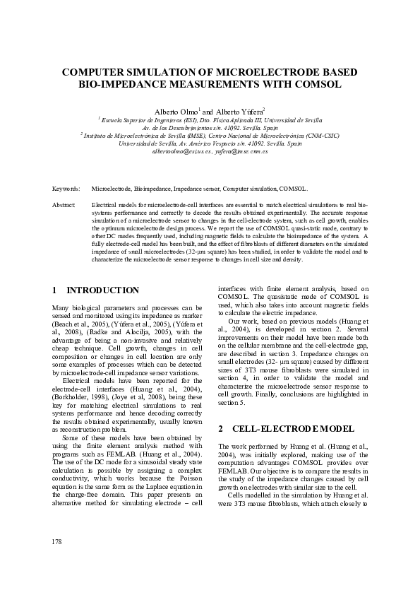 (PDF) Computer Simulation of Microelectrode based Bio-Impedance Measurements with COMSOL