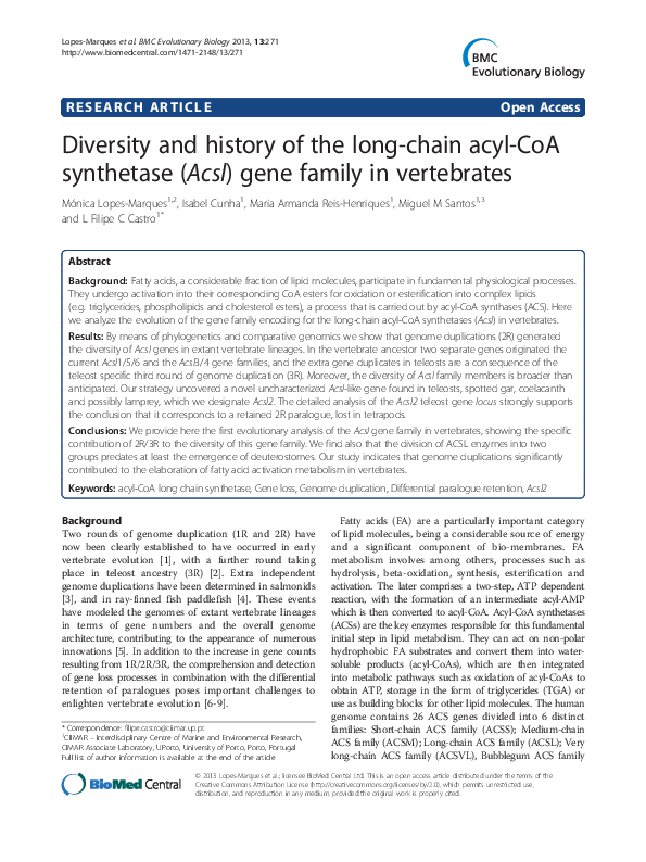 (PDF) Diversity and history of the long-chain acyl-CoA synthetase (Acsl ...