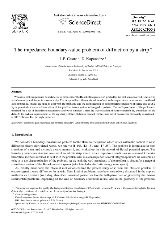 (PDF) Wave diffraction by a strip with first and second kind boundary conditions: the real wave ...