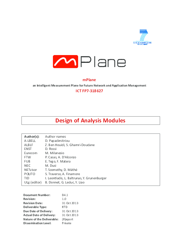 (PDF) Design of Analysis Modules