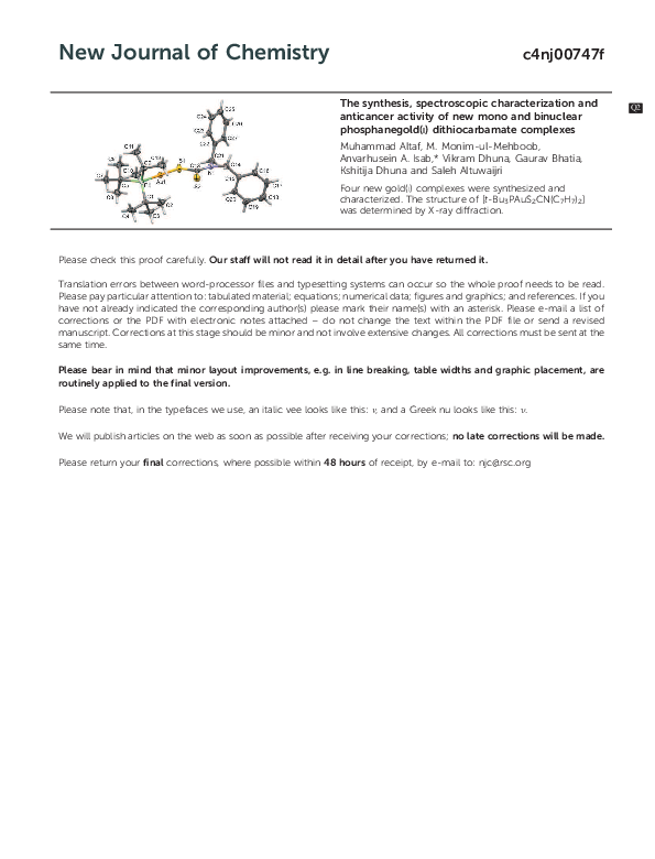 (PDF) Synthesis, Spectroscopic Characterization and Anticancer Activity of New Mono and ...