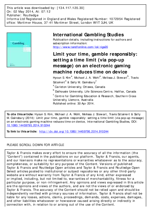 (PDF) Limit your time, gamble responsibly: setting a time limit (via ...