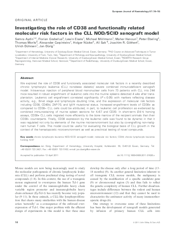 (PDF) Investigating the role of CD38 and functionally related molecular ...