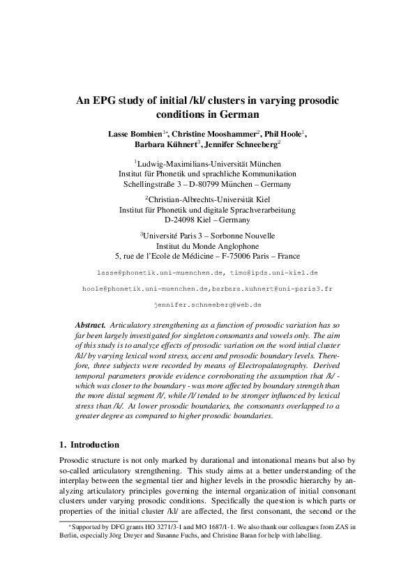 (PDF) An EPG study of initial/kl/clusters in varying prosodic ...