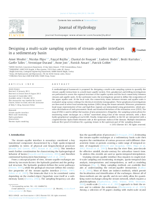(PDF) Designing a multiscale experimental sampling system for quantifying stream-aquifer water ...