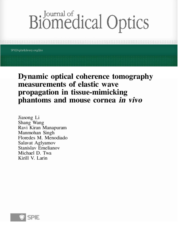 (PDF) Dynamic optical coherence tomography measurements of elastic wave ...
