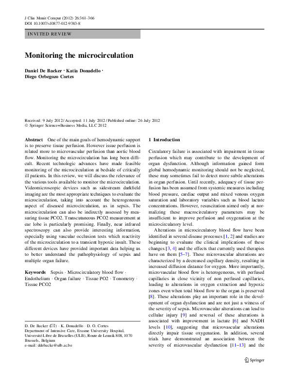 (PDF) Videomicroscopic investigation of the microcirculation requires ...