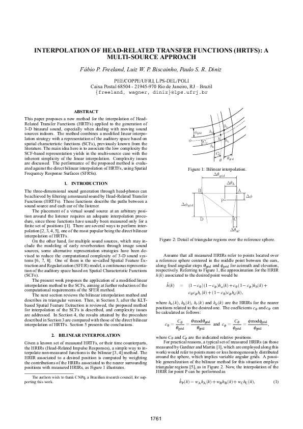 Pdf Interpolation Of Head Related Transfer Functions Hrtfs A Multi Source Approach