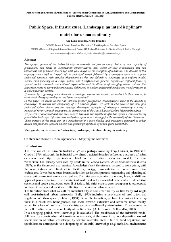 (DOC) Public Space, Infrastructure, Landscape: an interdisciplinary ...