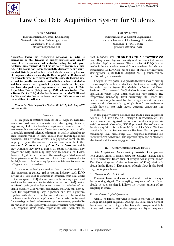 (PDF) Low Cost Data Acquisition System for Students