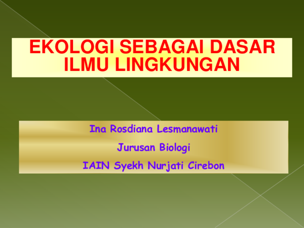 (PDF) ekologi sebagai dasar ilmu lingkungan