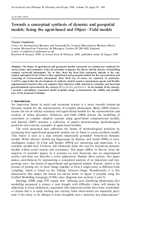 (PDF) Towards a conceptual synthesis of dynamic and geospatial models: fusing the agent-based ...
