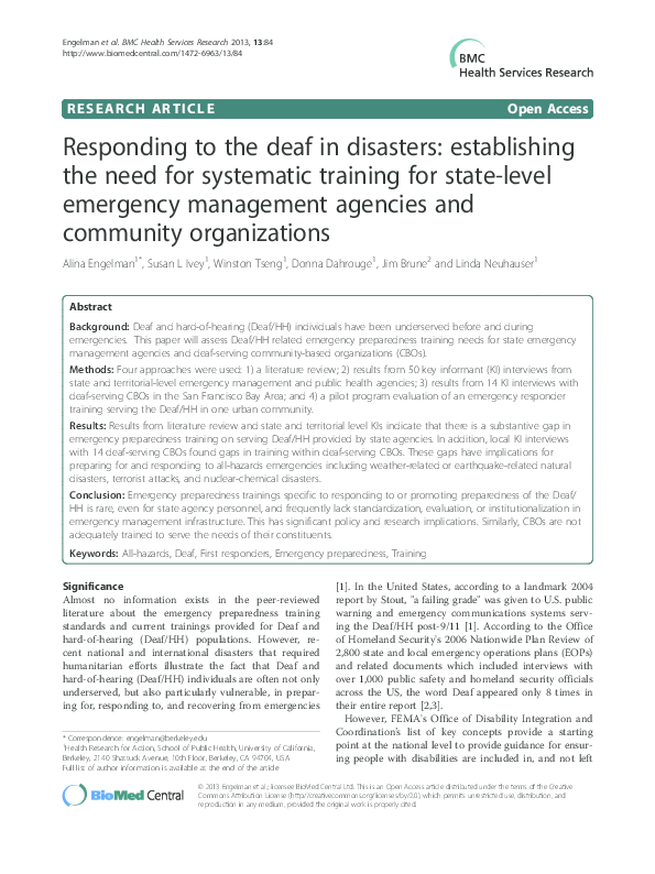 (PDF) Responding to the deaf in disasters: establishing the need for ...