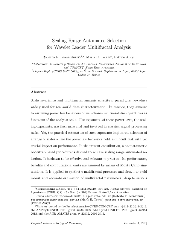 Pdf Scaling Range Automated Selection For Wavelet Leader Multifractal Analysis