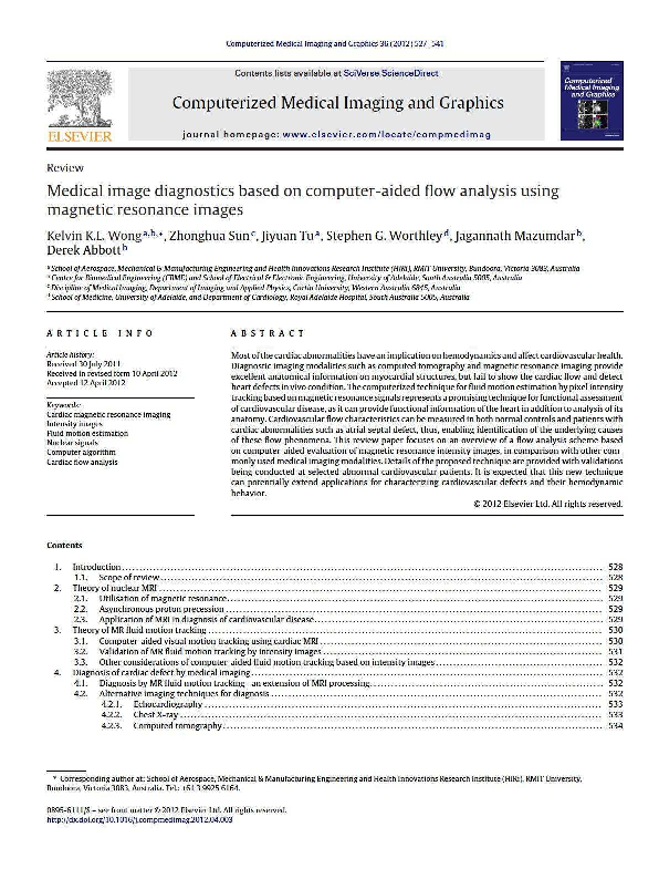 (PDF) Medical image diagnostics based on computer-aided flow analysis ...