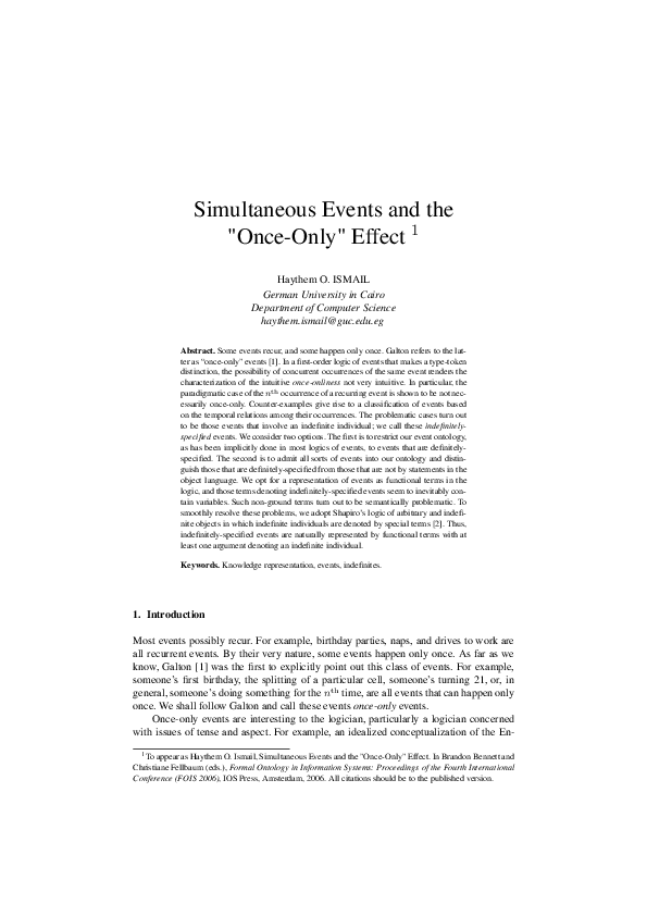 (PDF) Simultaneous Events and the "Once-Only" Effect