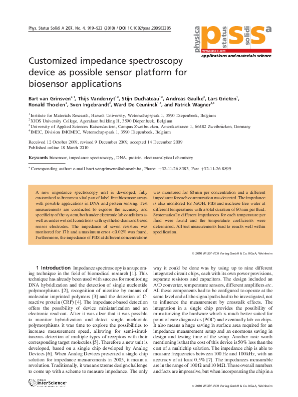 (PDF) Customized impedance spectroscopy device as possible sensor ...
