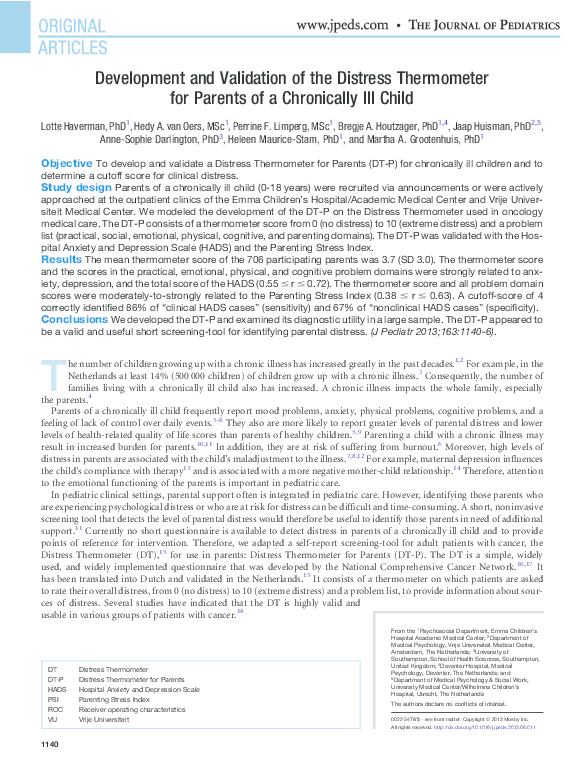(PDF) Development and Validation of the Distress Thermometer for ...