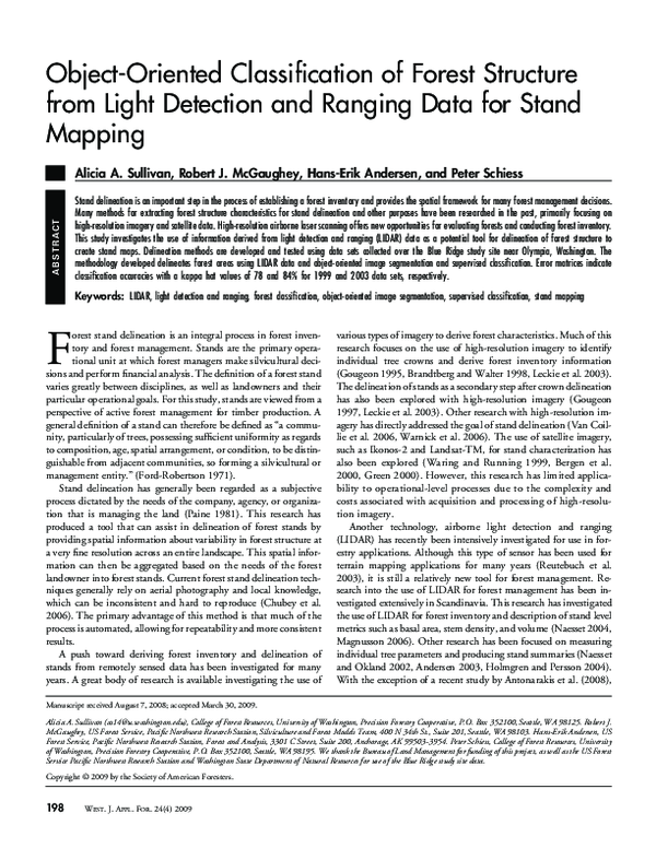 Pdf Object Oriented Classification Of Forest Structure From Light