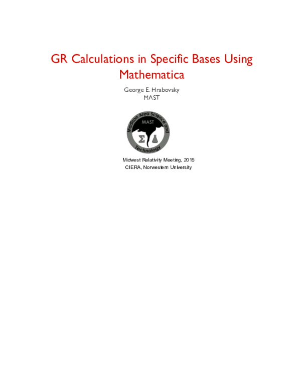 (PDF) GR Calculations in Specific Bases Using Mathematica