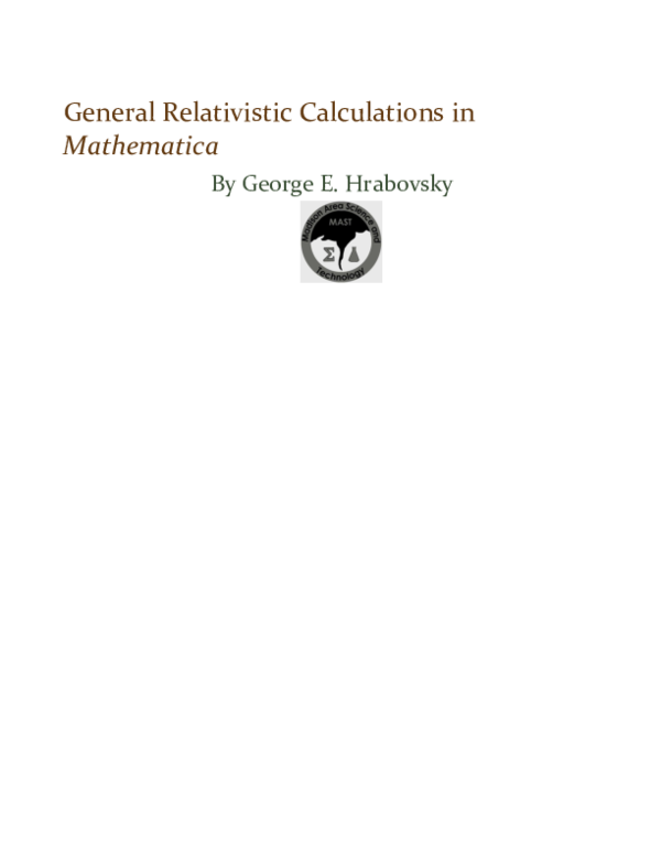 (PDF) GR Calculations in Mathematica