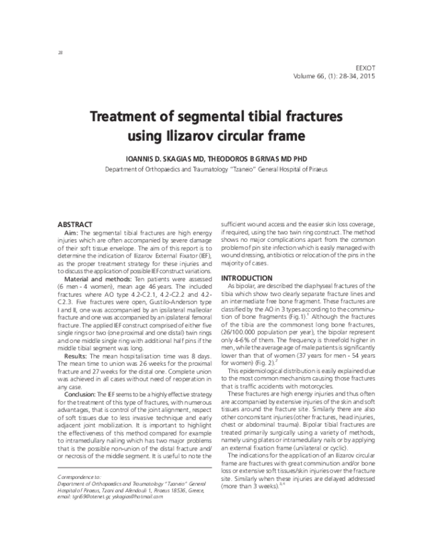 (PDF) Treatment of segmental tibial fractures using Ilizarov circular frame. Η Θεραπεία των ...