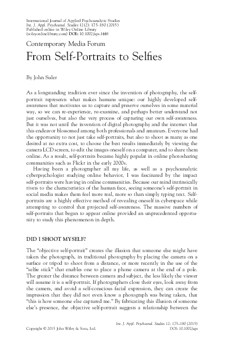 (PDF) From Self-Portraits to Selfies