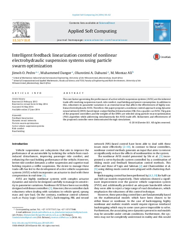 (PDF) Intelligent feedback linearization control of nonlinear electrohydraulic suspension ...