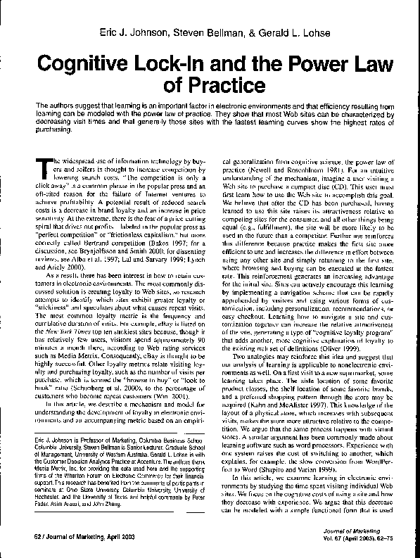 (PDF) Cognitive Lock-In and the Power Law of Practice