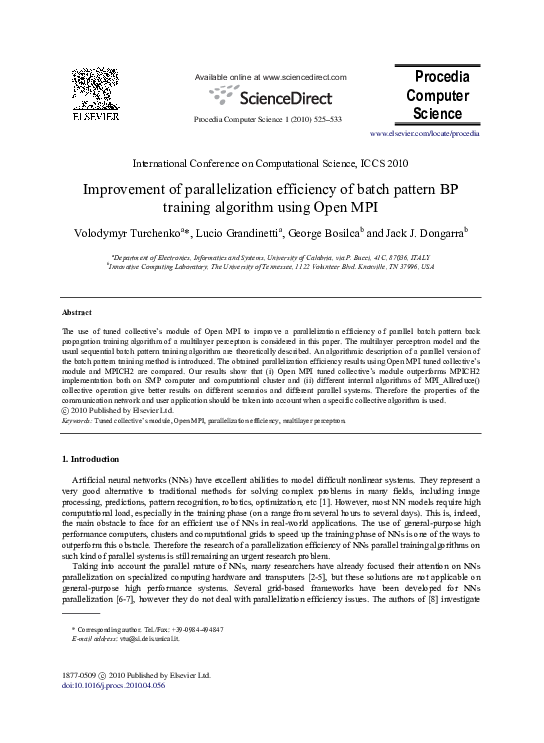 (PDF) Improvement of parallelization efficiency of batch pattern BP ... (PDF) Improvement of parallelization efficiency of batch pattern BP ...