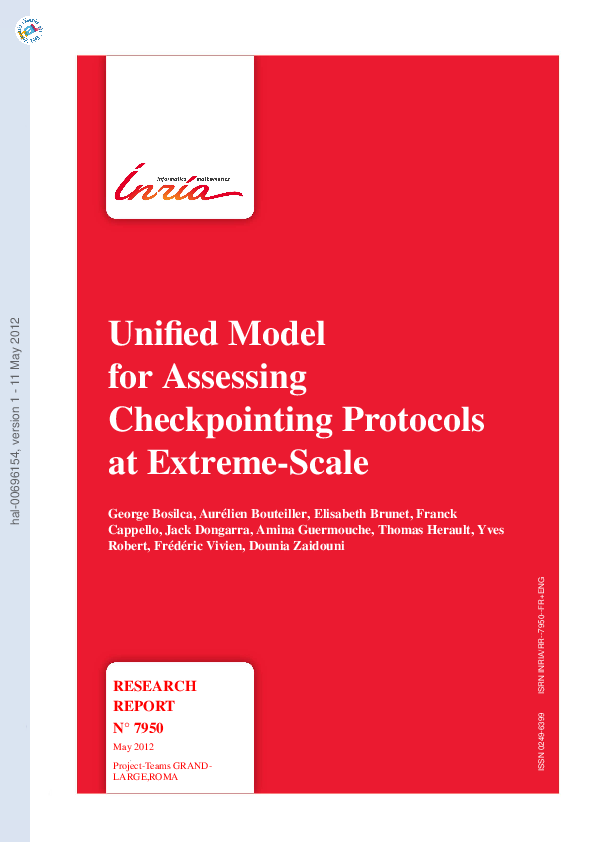(PDF) Unified model for assessing checkpointing protocols at extreme-scale