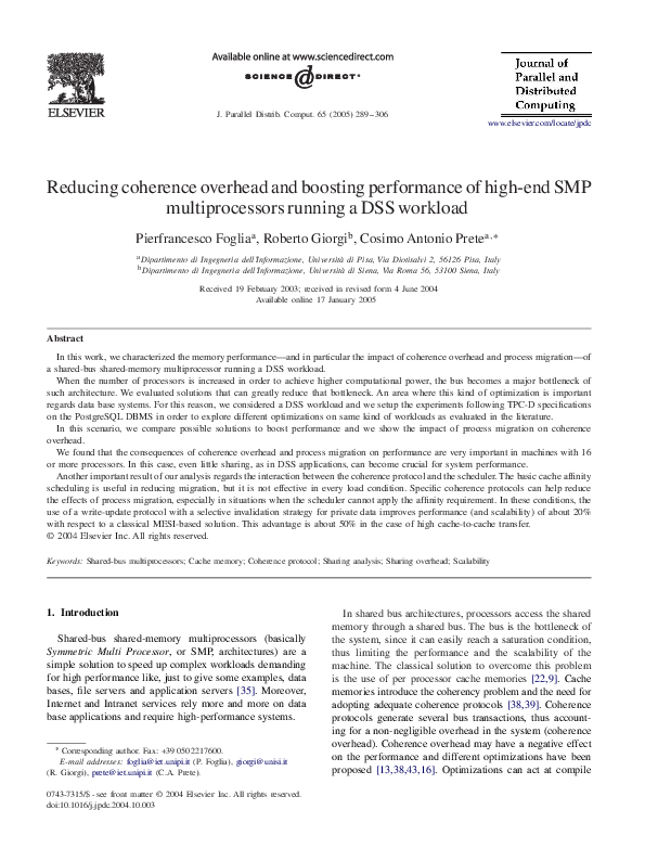 Pdf Reducing Coherence Overhead And Boosting Performance Of High End Smp Multiprocessors 